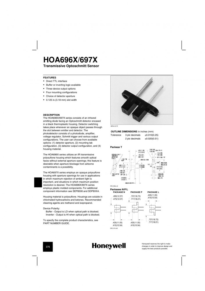 Honeywell HOA6971-N51 datasheet page 1