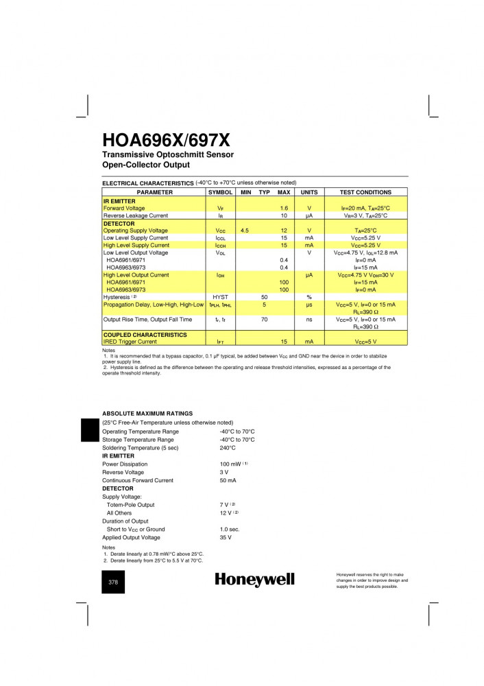 Honeywell HOA6971-N51 datasheet page 3