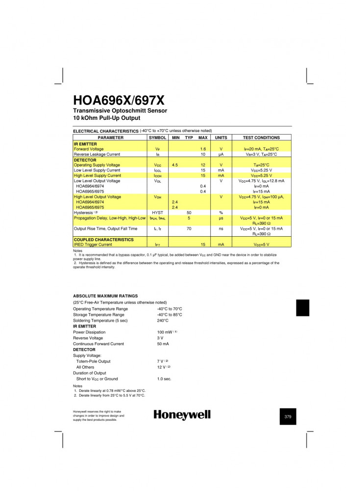 Honeywell HOA6971-N51 datasheet page 4