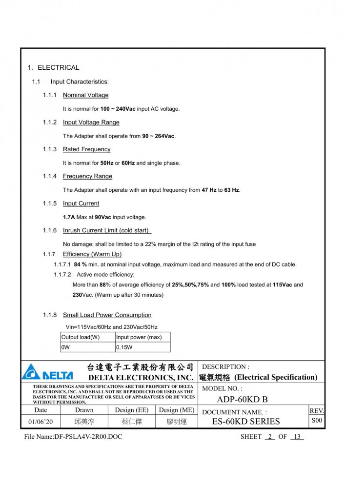 96PSA-A60W12V1-4 technical document page 3