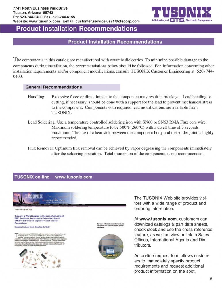 Tusonix product portfolio page