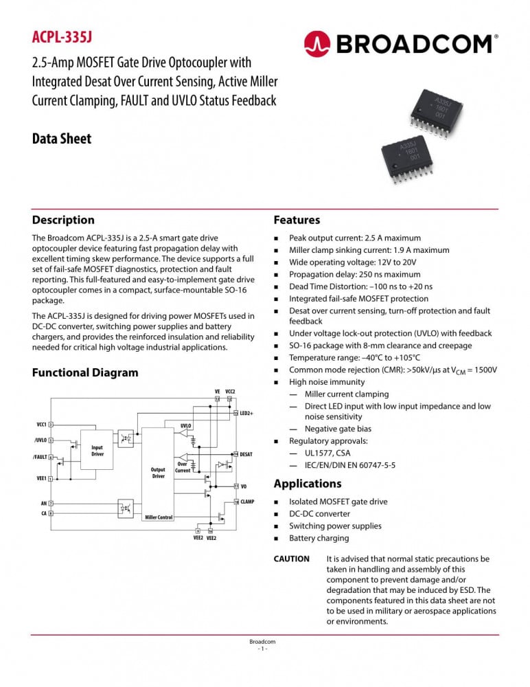 ACPL-335J datasheet page 1