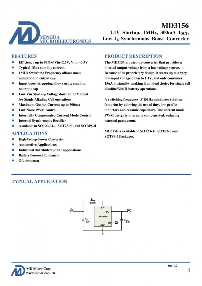 MD3156A36QC3 datasheet page 1