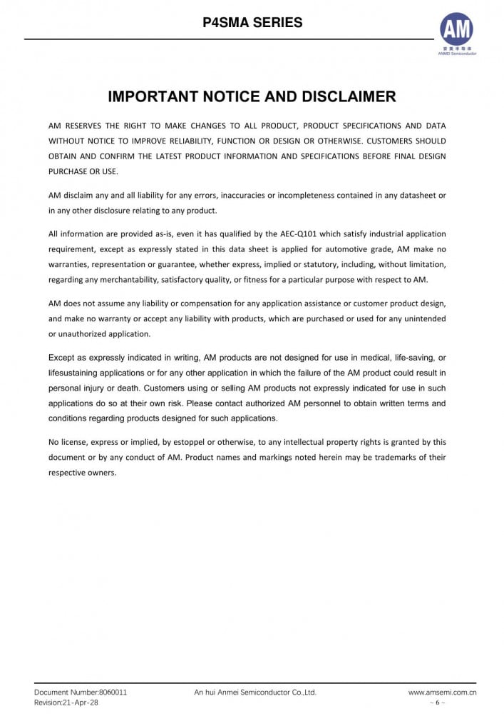 P4SMA series datasheet page 6