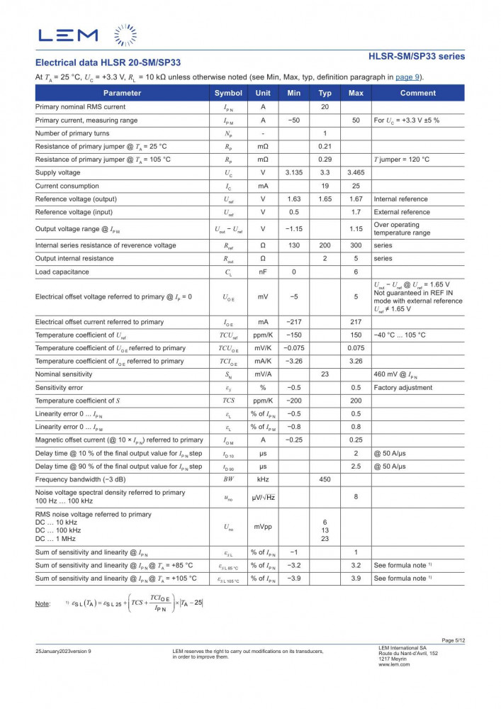 HLSR 10-SM/SP33 datasheet page 5