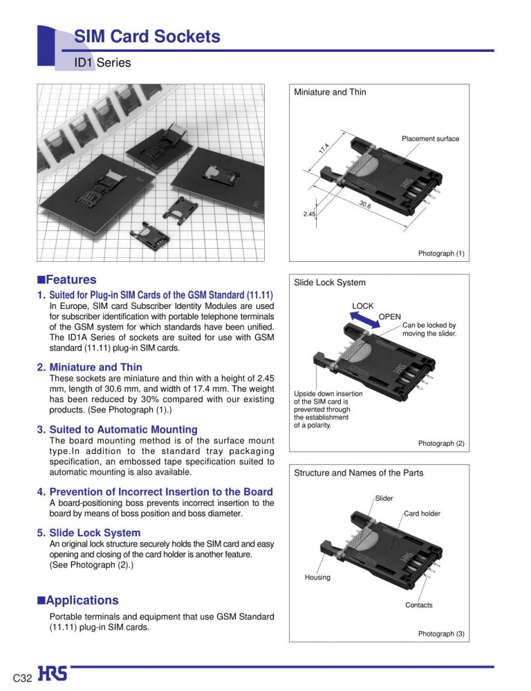 HRS ID1A series datasheet page 1
