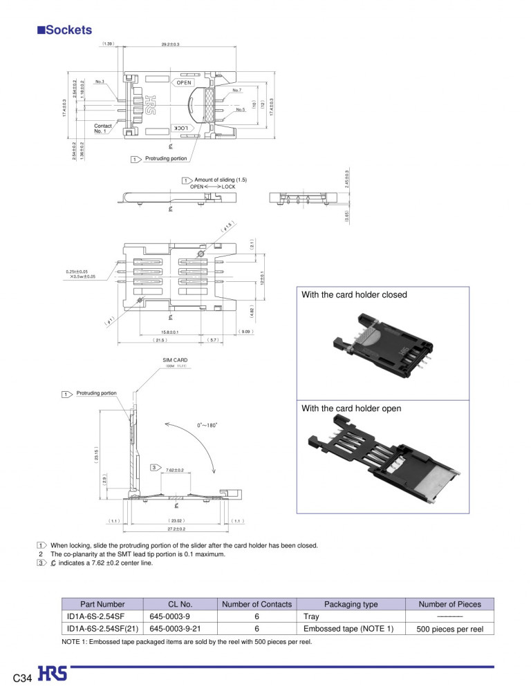 HRS ID1A series datasheet page 3