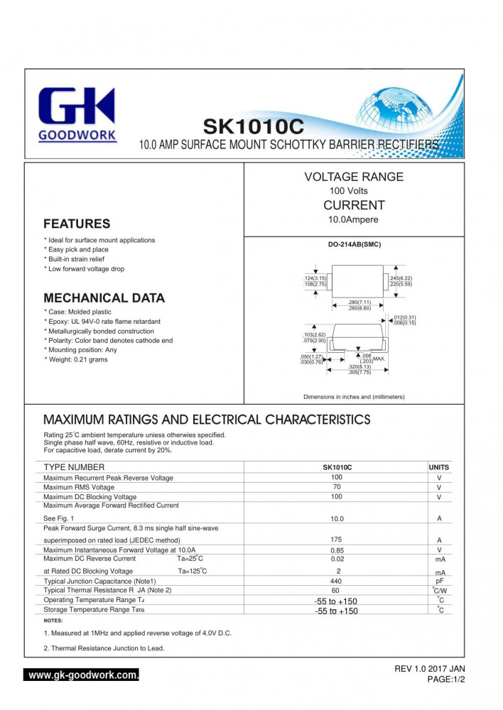 SK1010C technical document page 1