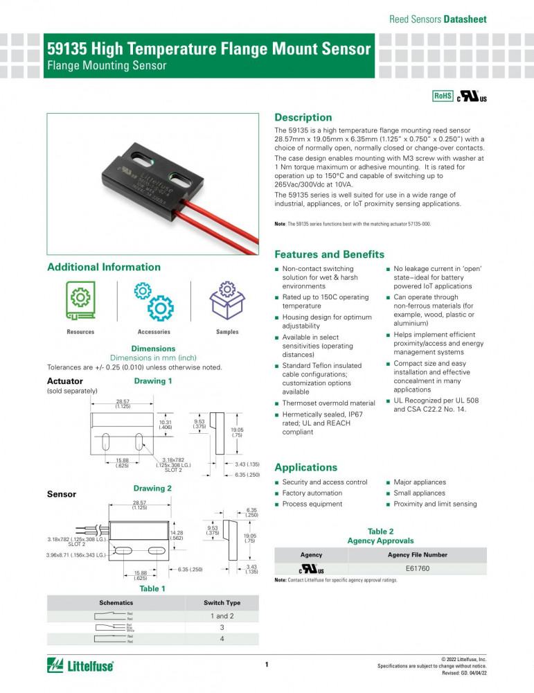 Littelfuse 59135-010 product documentation page 1