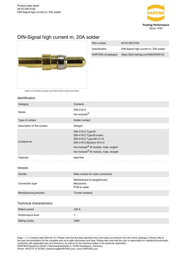 HARTING 09030006102 technical document page 1