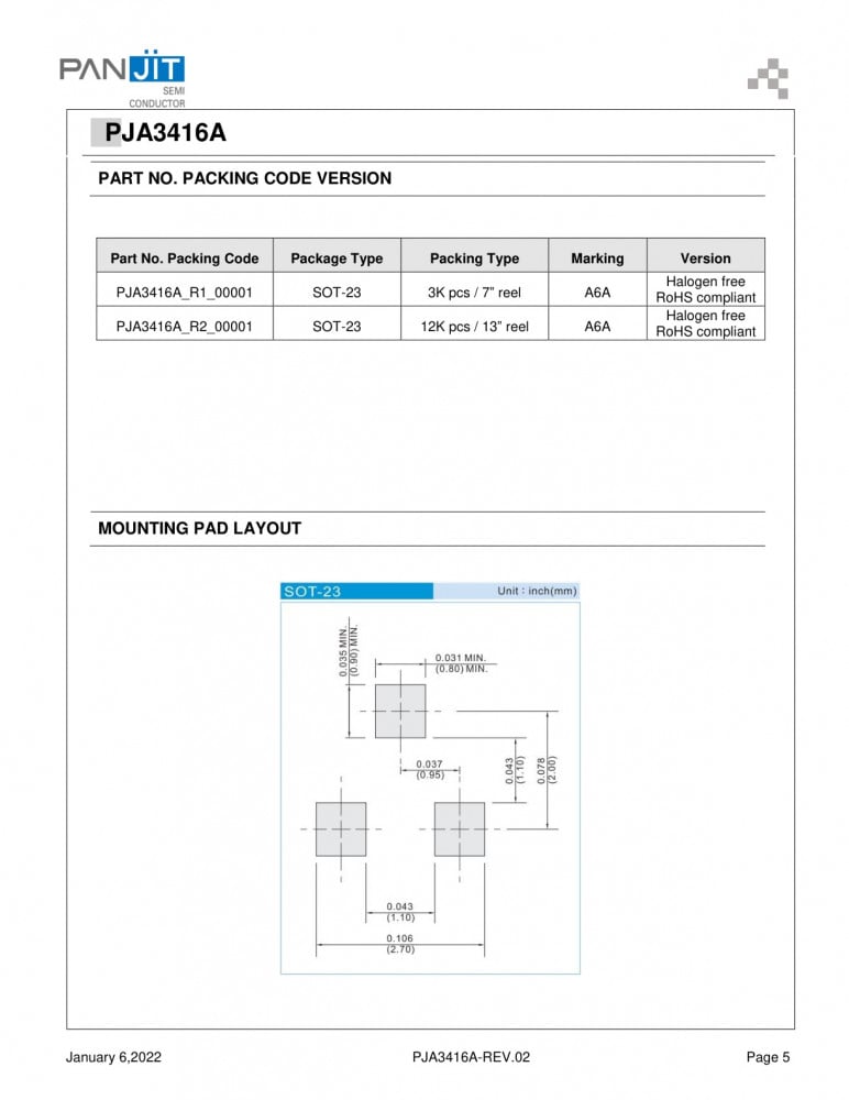 PJA3416A datasheet page 5