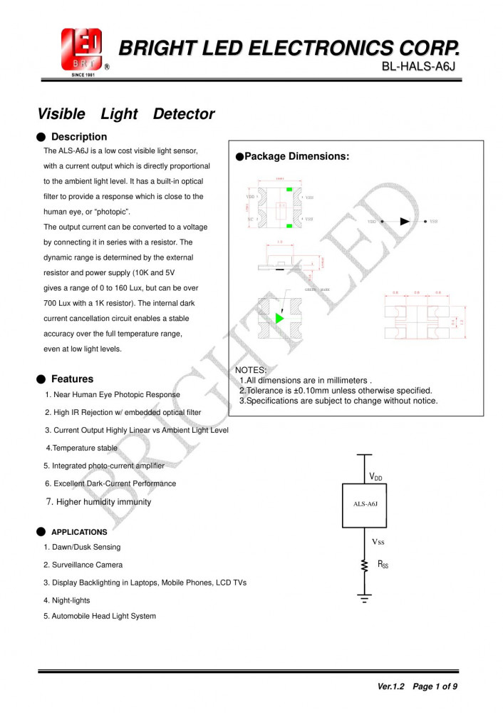BL-HALS-A6J datasheet page 1
