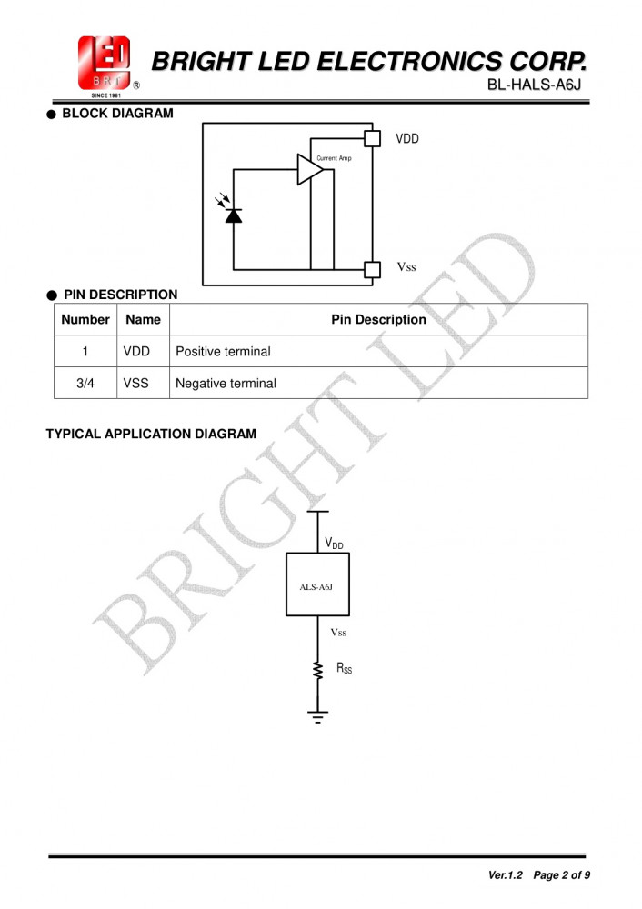 BL-HALS-A6J datasheet page 2