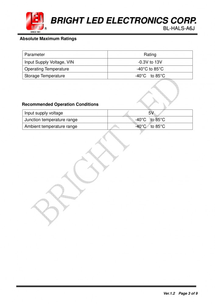 BL-HALS-A6J datasheet page 3