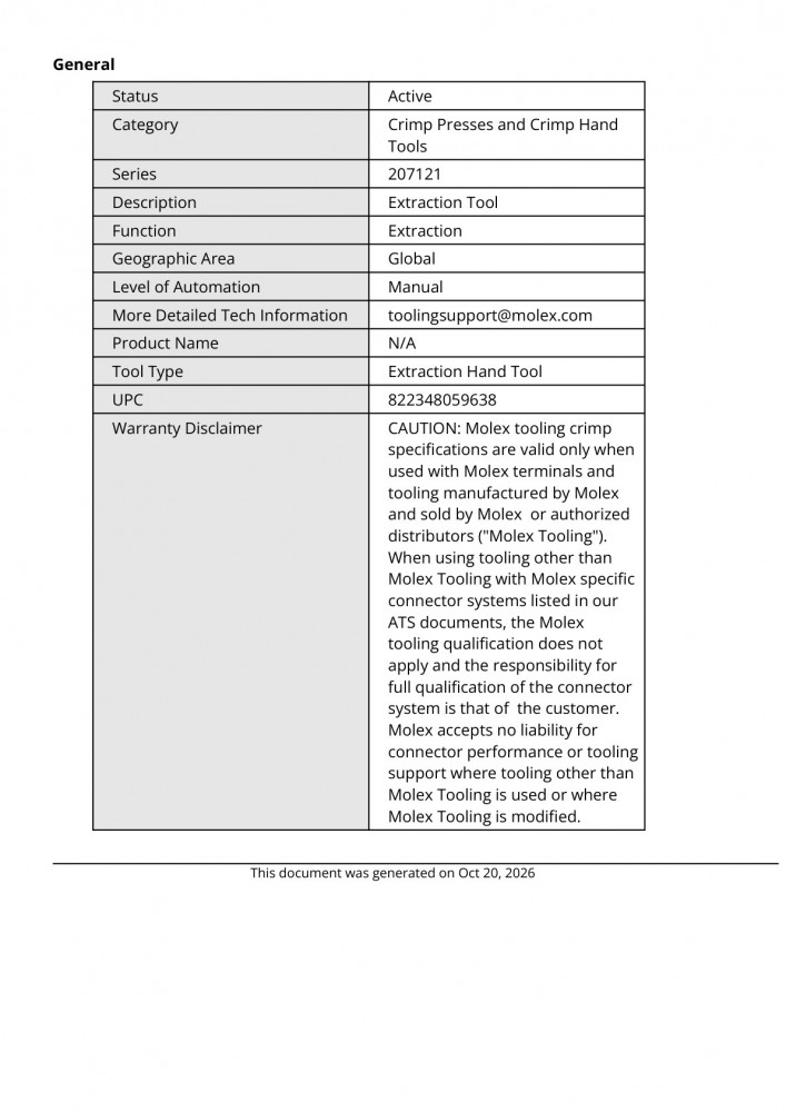 Molex 622021850 tooling specification preview, page 2