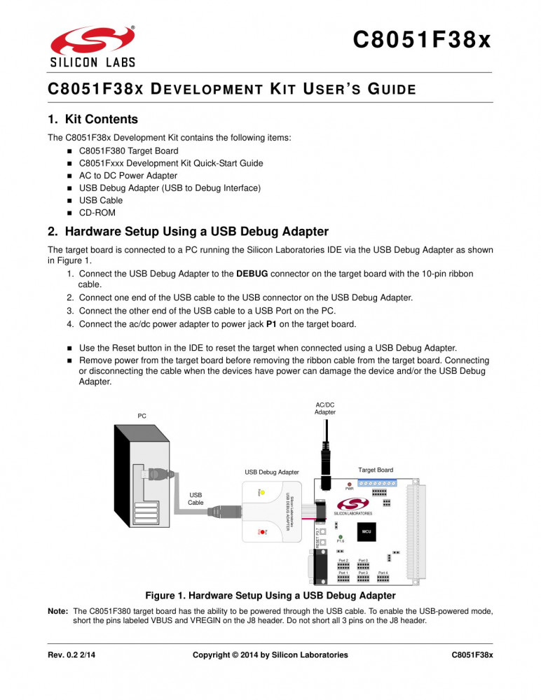 C8051F38x Development Kit guide page 1