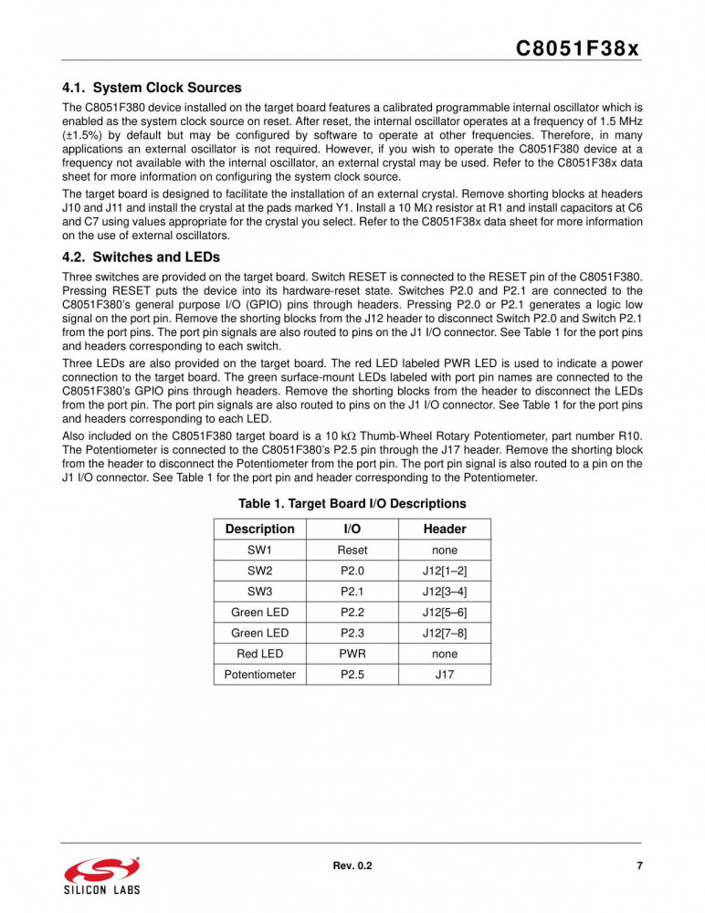 C8051F38x Development Kit guide page 7