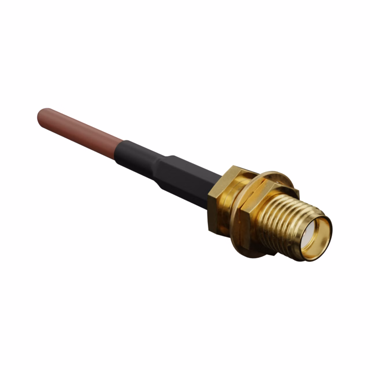 SMA Jack, Straight, Bulkhead, Crimp, RG-174, RG-188 and RG-316 Cable, with  Shrink Tube, Brass Body, Gold (Au) Plated, 20 Pieces Per Tray, 50 Ohms for sale