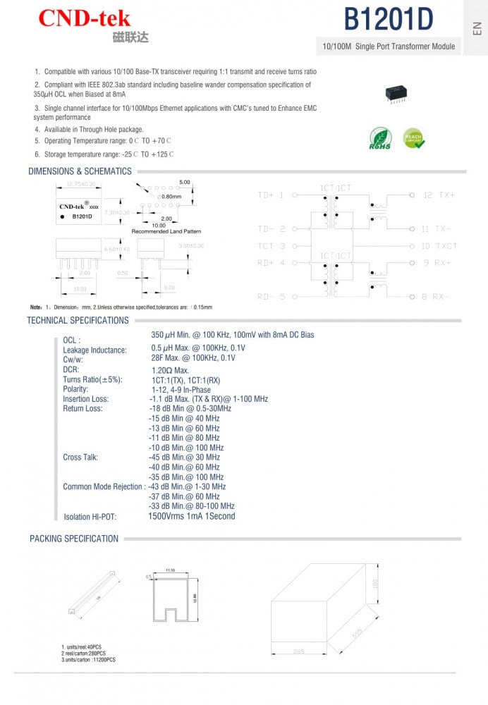 CND-tek B1201D datasheet preview