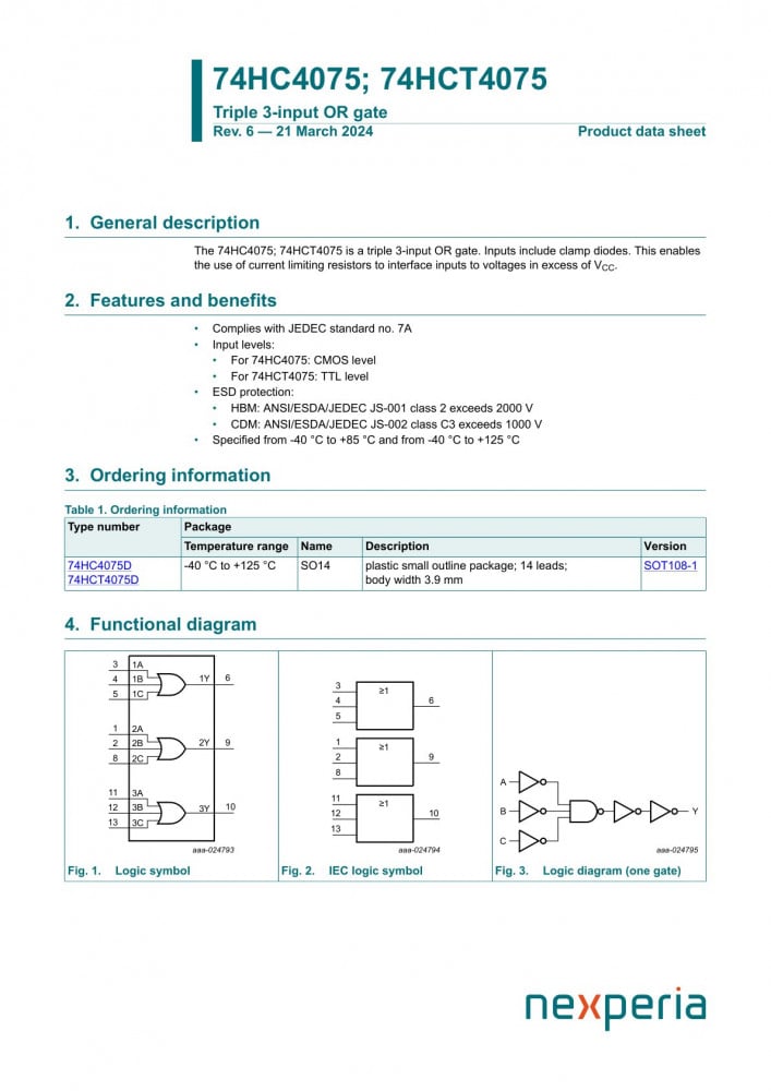 74HC4075D,653 datasheet page 1