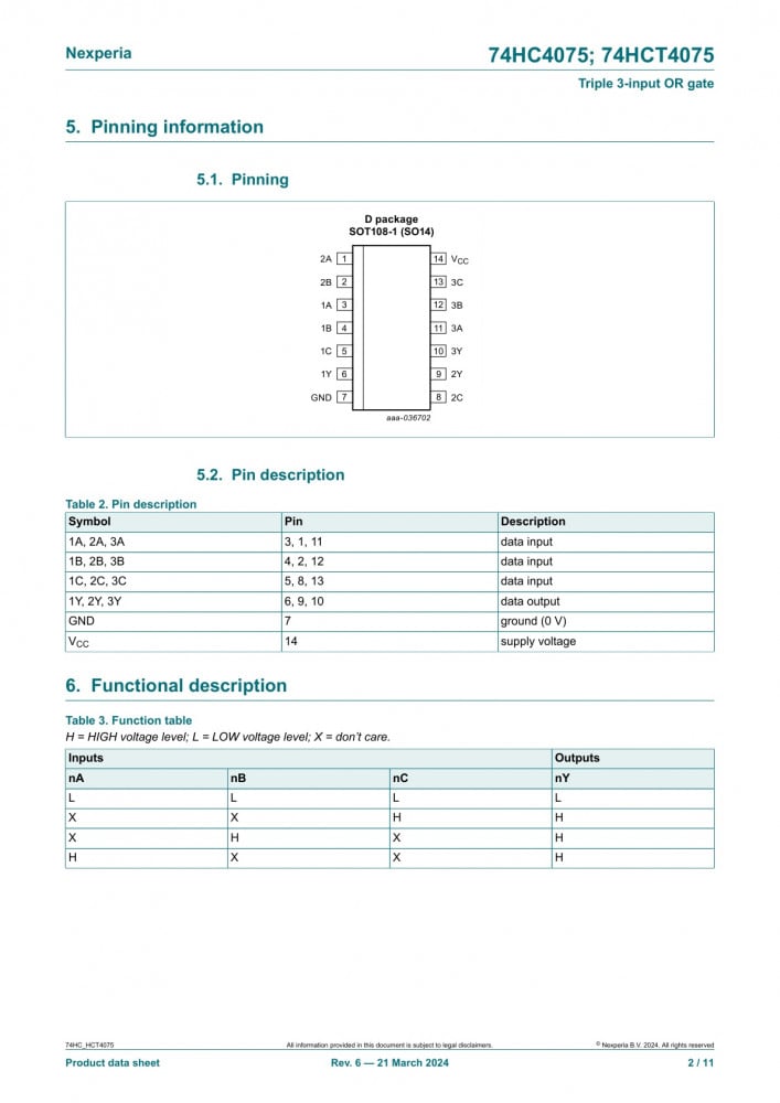 74HC4075D,653 datasheet page 2