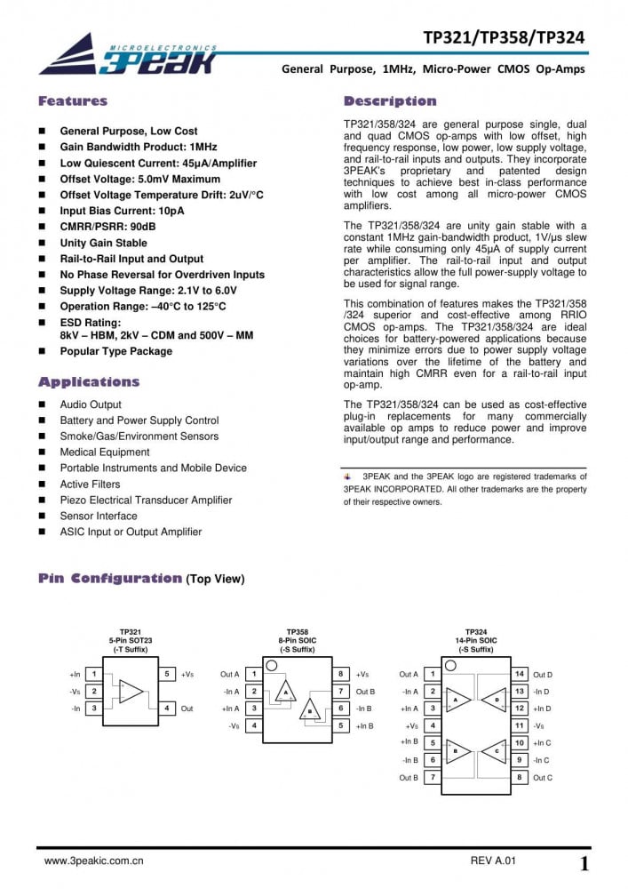 TP358-SR datasheet page 1