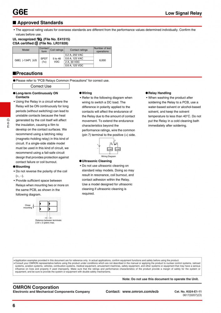 G6E relay technical document, page 6