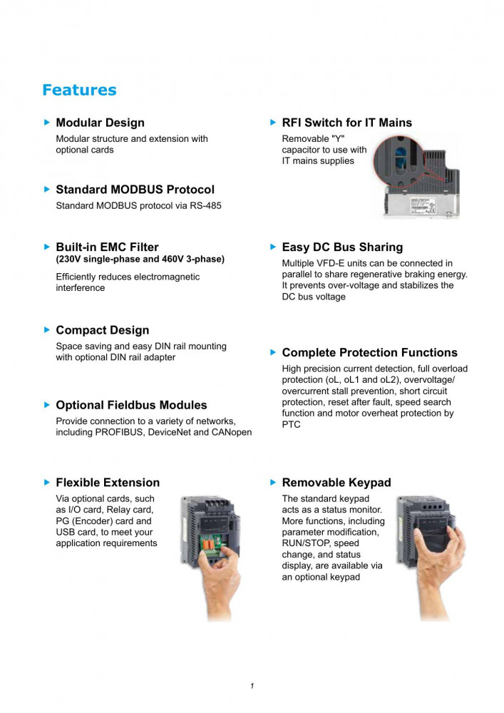 DELTA VFD-E datasheet page 2