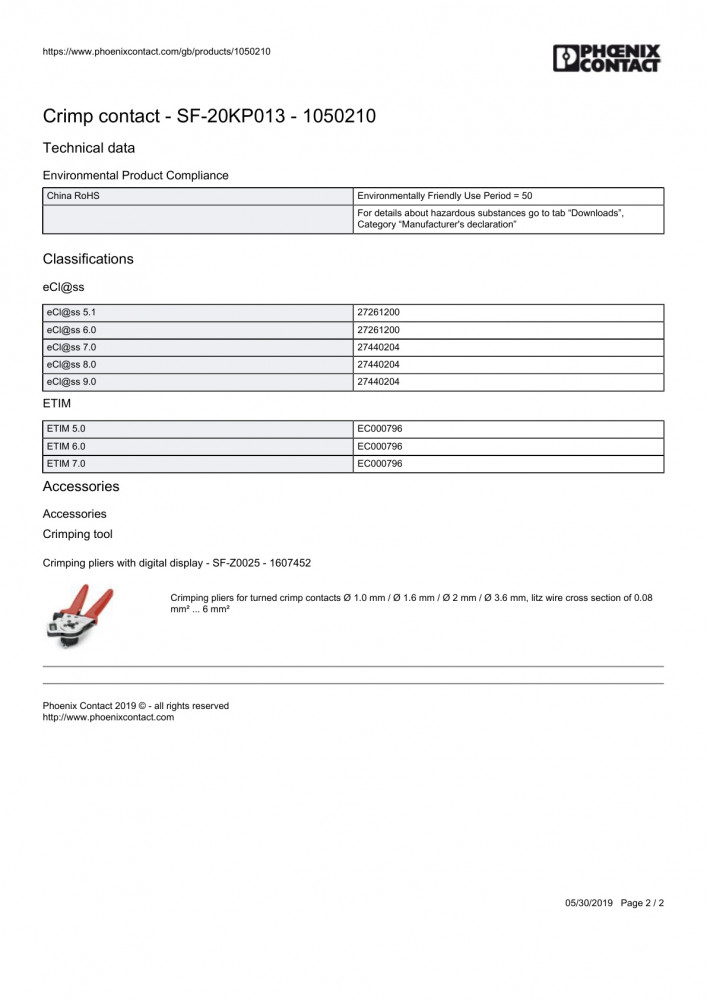 Phoenix Contact 1050210 technical document page 2