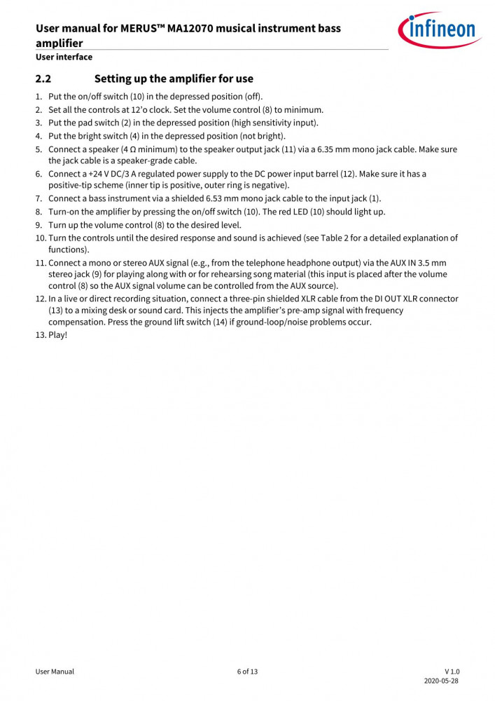 MA12070 amplifier manual page 6