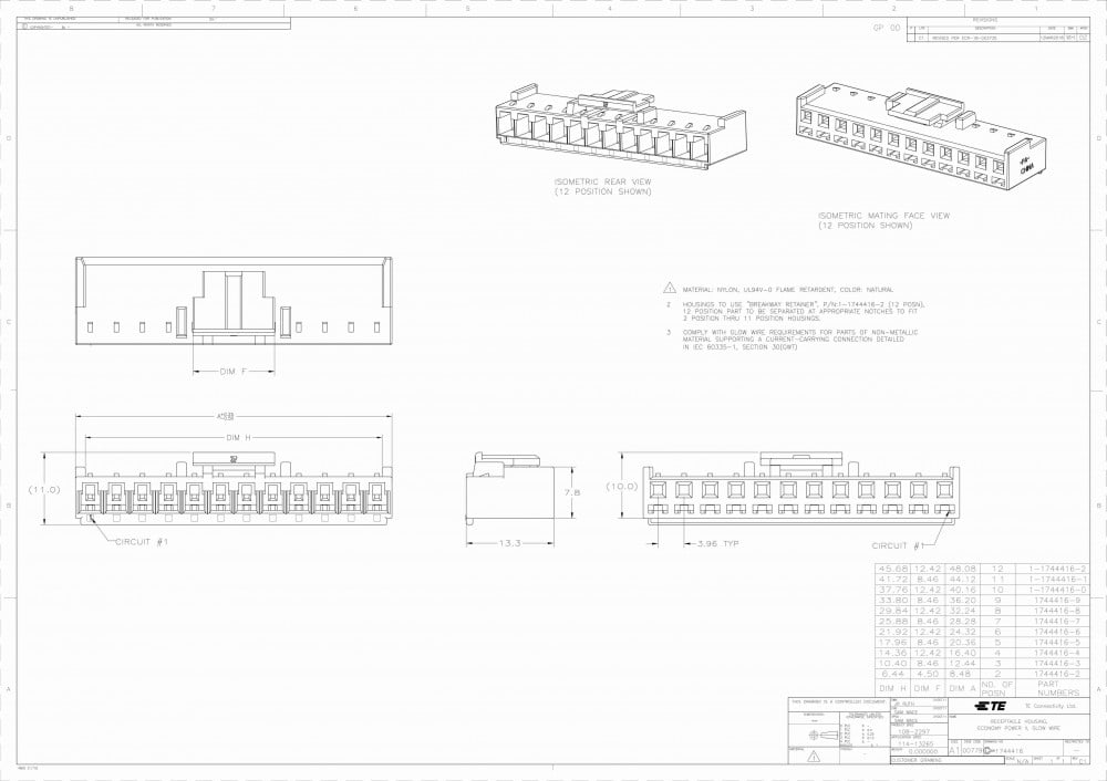 TE Connectivity 1744416 family controlled drawing