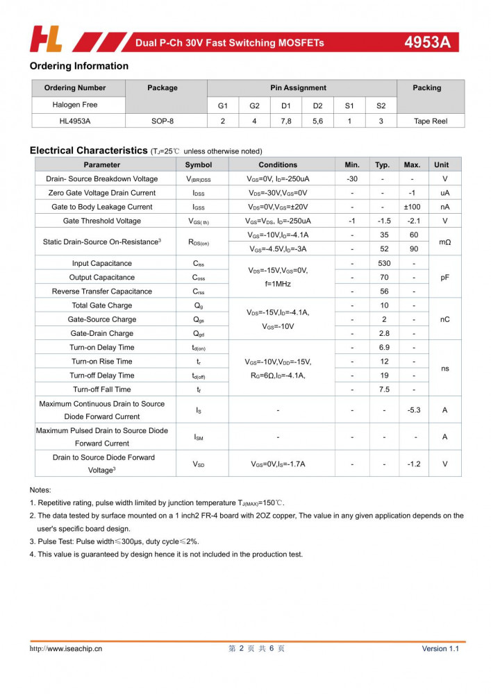 HL 4953A datasheet page 2