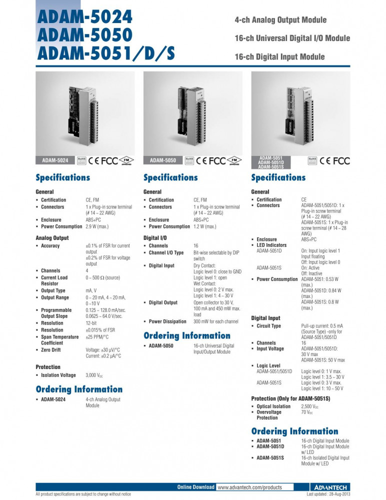 ADAM-5050 product documentation page