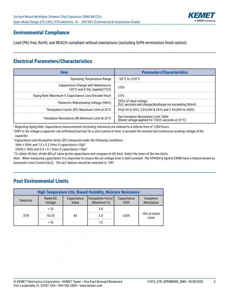 KEMET Open Mode MLCC datasheet page 5