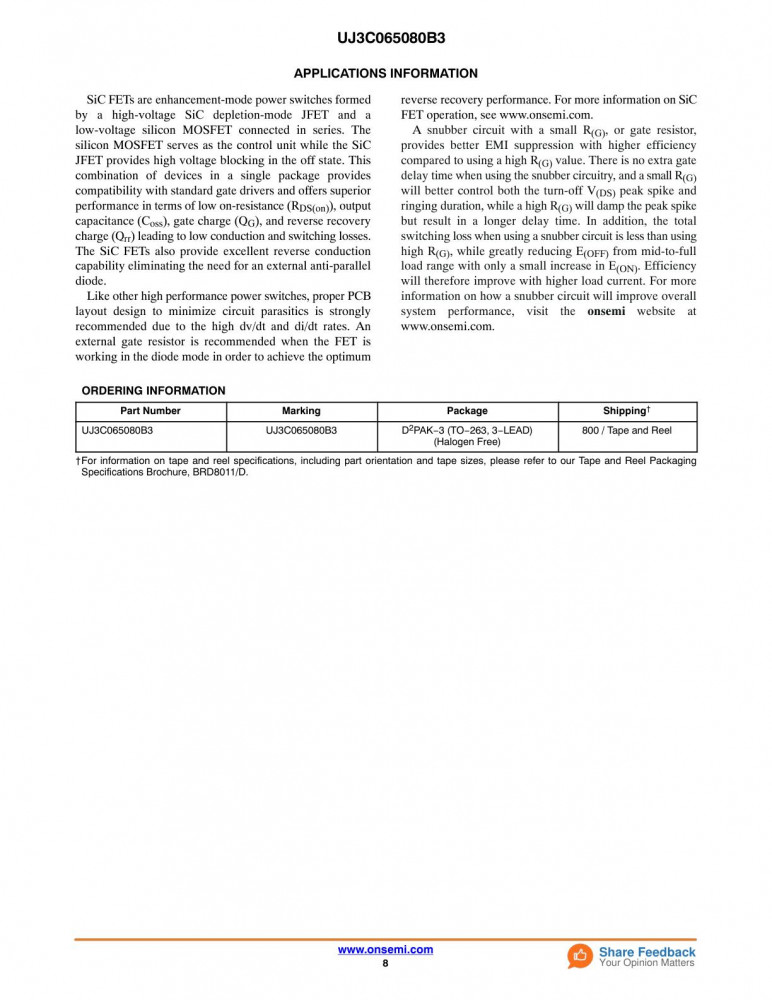 UJ3C065080B3 datasheet preview, page 8