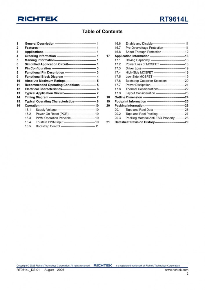 RT9614L datasheet page 2