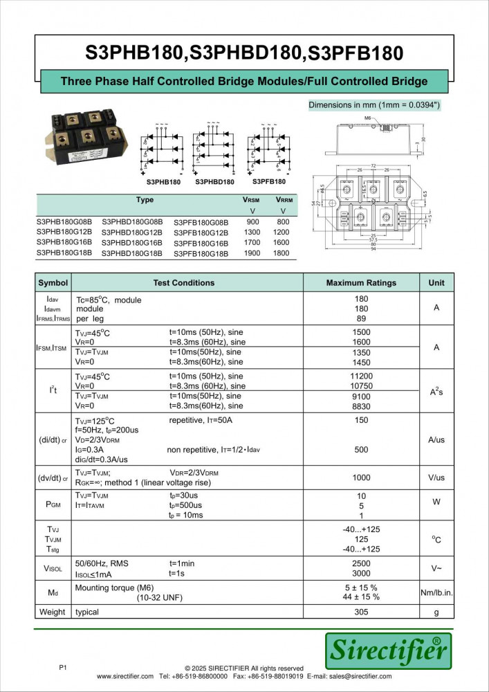 S3PHB180 family datasheet page 1