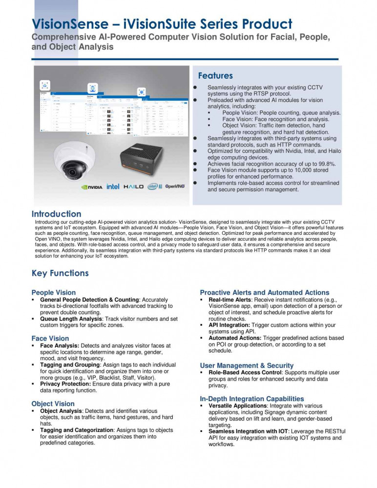 VisionSense technical document page 1