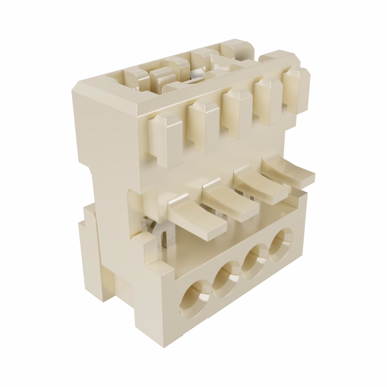 Appli-Mate RAST 2.5 Connector, 2.50mm Pitch, Female, 4 Circuits, No Position Keys Removed, Open Endwalls, Tin Plating