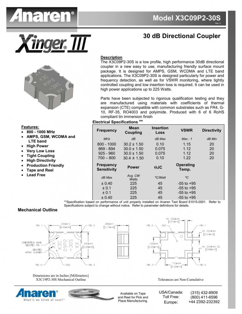 X3C09P2-30S datasheet page 1