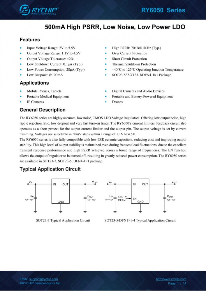 RY6050 datasheet page 1