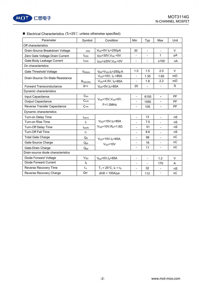 MOT3114G datasheet page 2