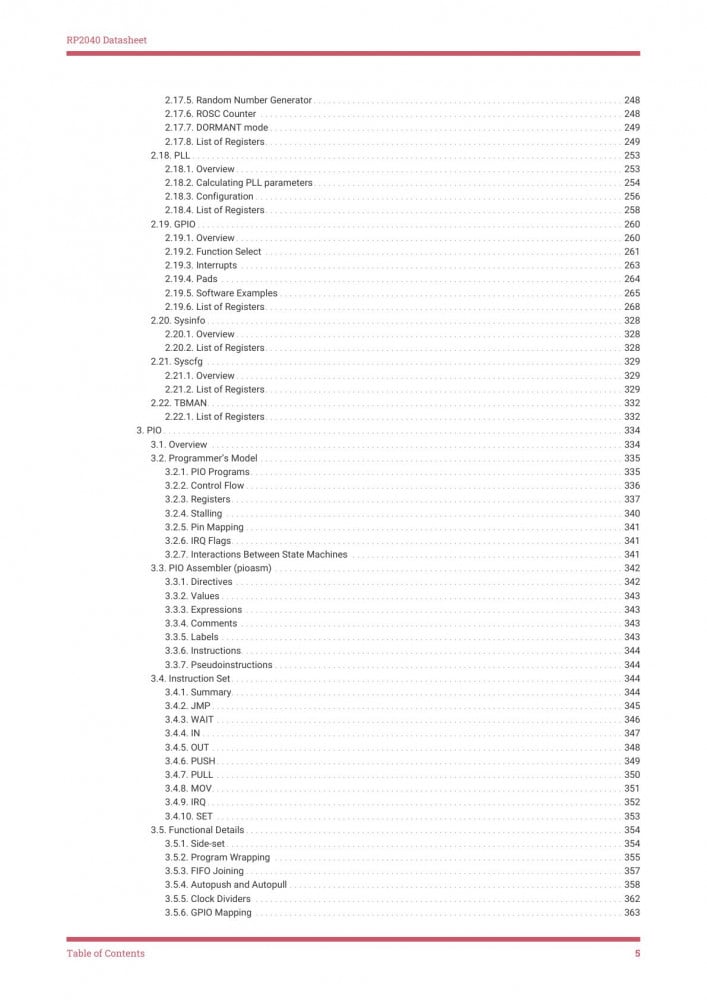 RP2040 datasheet page 6