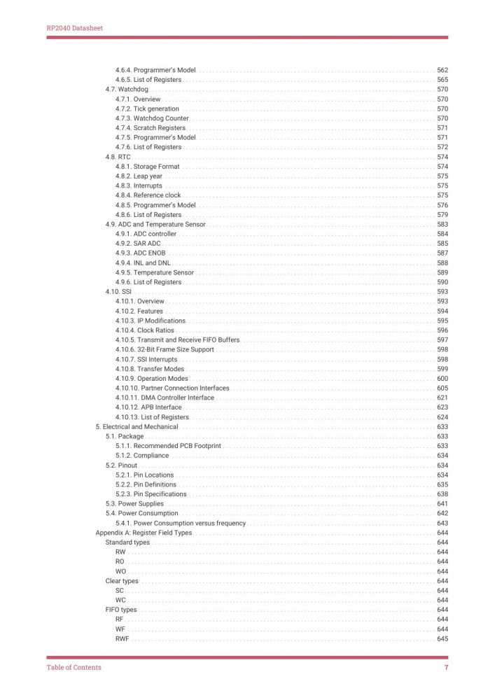 RP2040 datasheet page 8