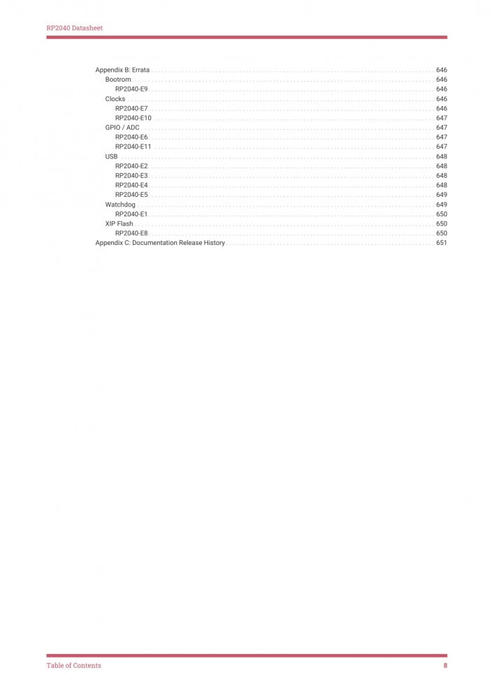 RP2040 datasheet page 9