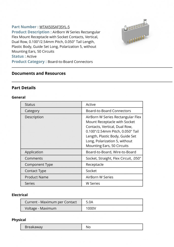 WTAX50SAF3SYL-5 product document image 1