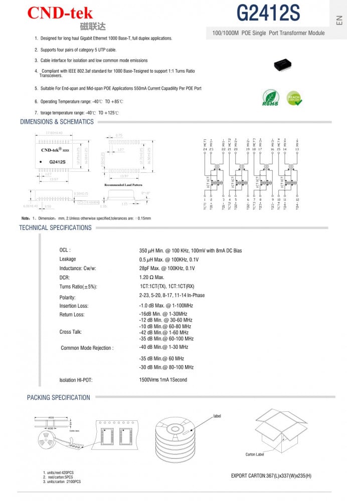 CND-tek G2412S technical document page