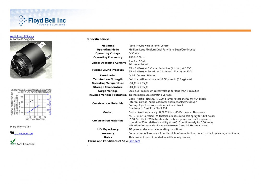MB-V09-530-Q(M)D AudioLarm II technical document, page 1
