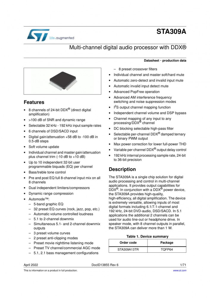STA309A document page 1