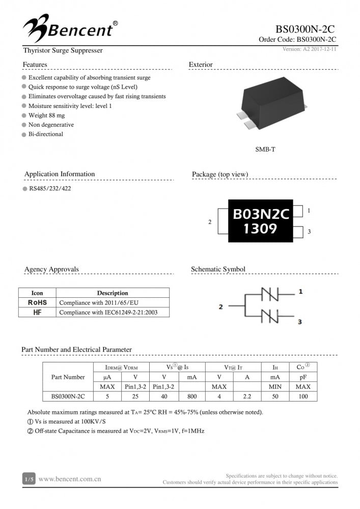 BS0300N-2C datasheet page 1